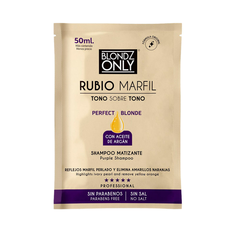 Shampoo Matizante Blondz Only Con Aceite De Argán 50 Ml