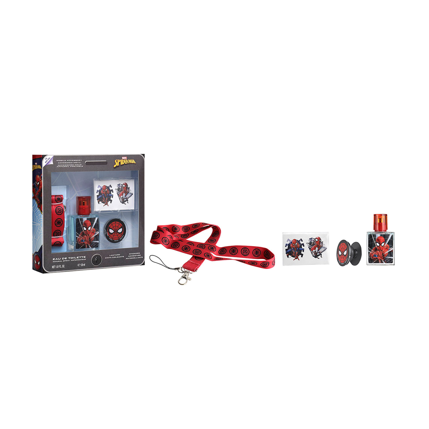 Spider-man Set EDT 30 ml + Lanyard + Stickers + Pop Socket